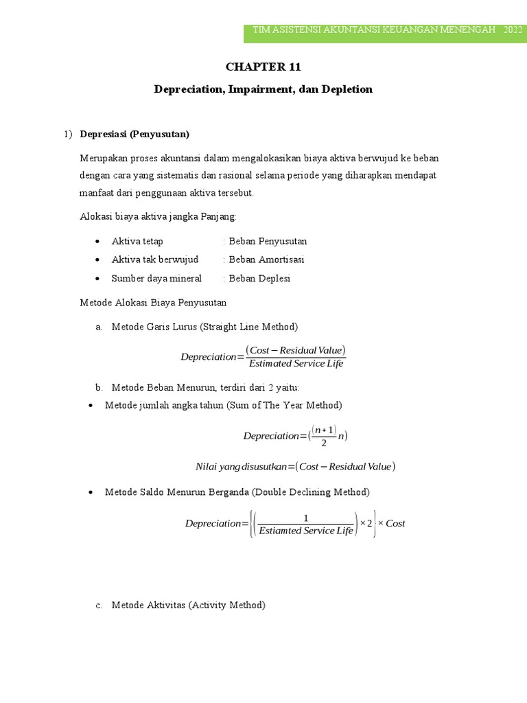 MODUL PERTEMUAN 11 - Depreciation, Impairment, Dan Depletion | PDF