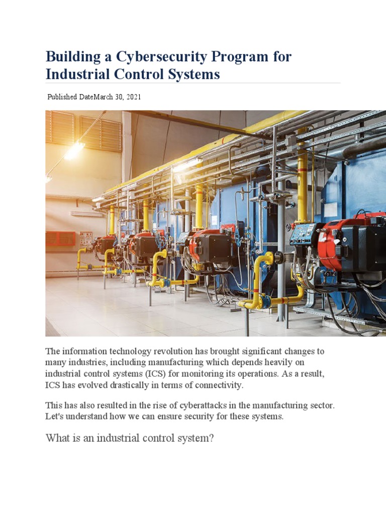 Building A Cybersecurity Program For Industrial Control Systems | PDF ...