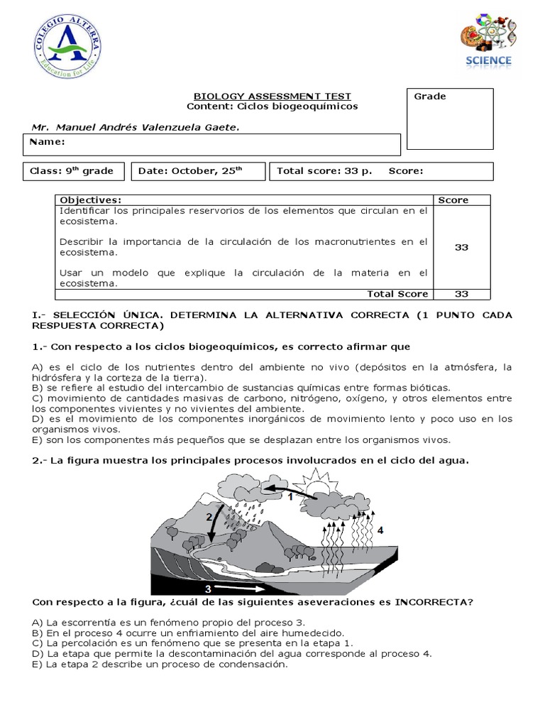 Ciclos biogeoquímicos: evaluación de conocimientos sobre los ...