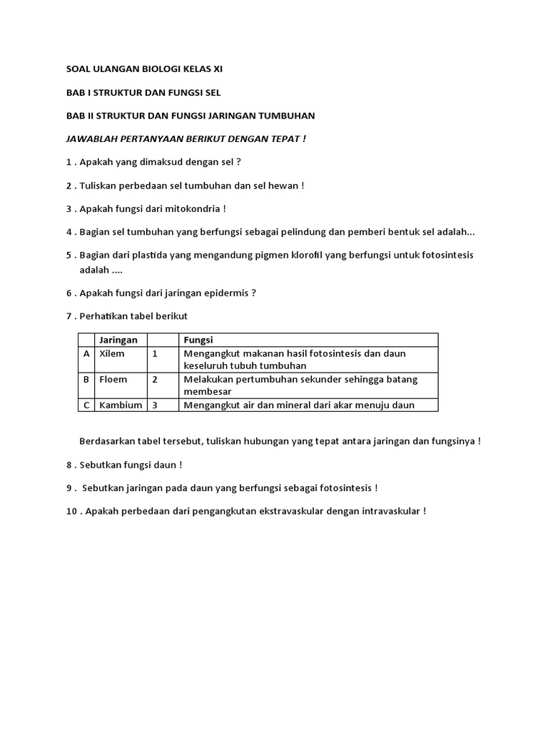Soal Ulangan Biologi Kelas Xi | PDF | Kesehatan Holistik | Sains & Matematika