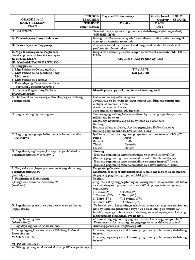 DLP Mapeh Week 7 2nd Q | PDF