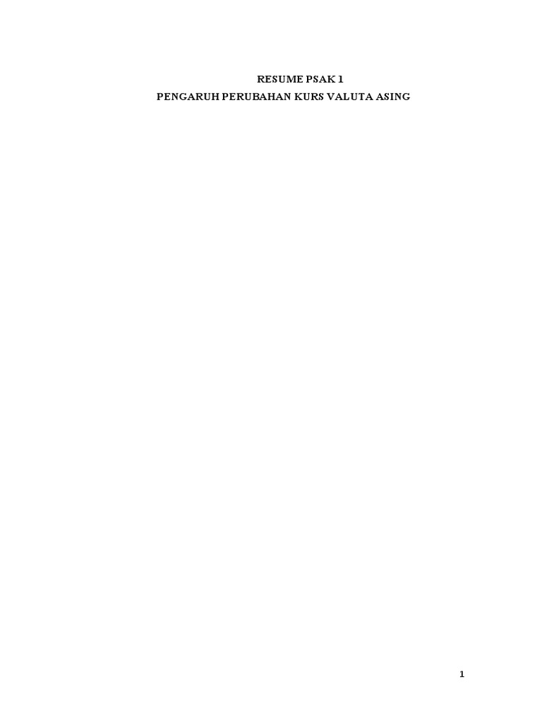 Pengaruh Kurs Valuta Asing dalam PSAK 10 | PDF | Pengelolaan Keuangan ...