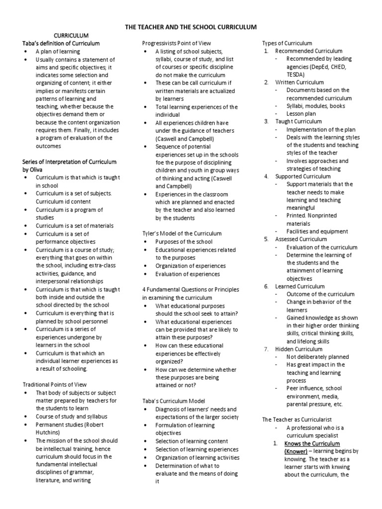 Teacher and The Curriculum | PDF | Curriculum | Teachers