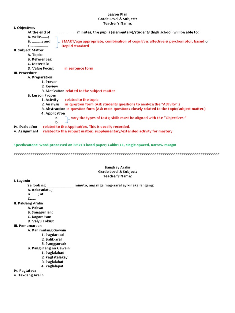 Lesson Plan Format | PDF