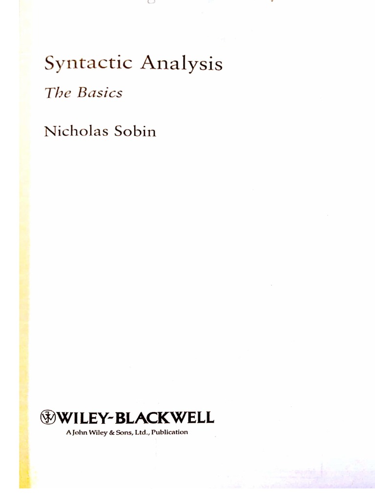 Syntactical Analysis Pdf