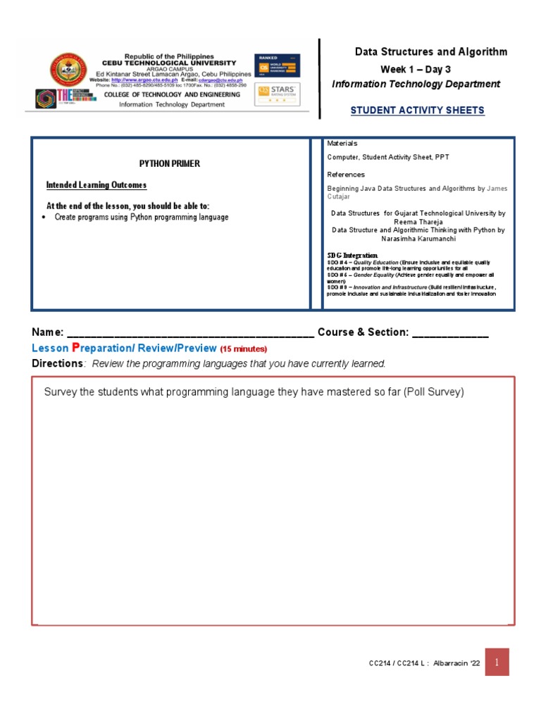 Sas Week 1 Python Primer Pdf Python Programming Language Computer Programming