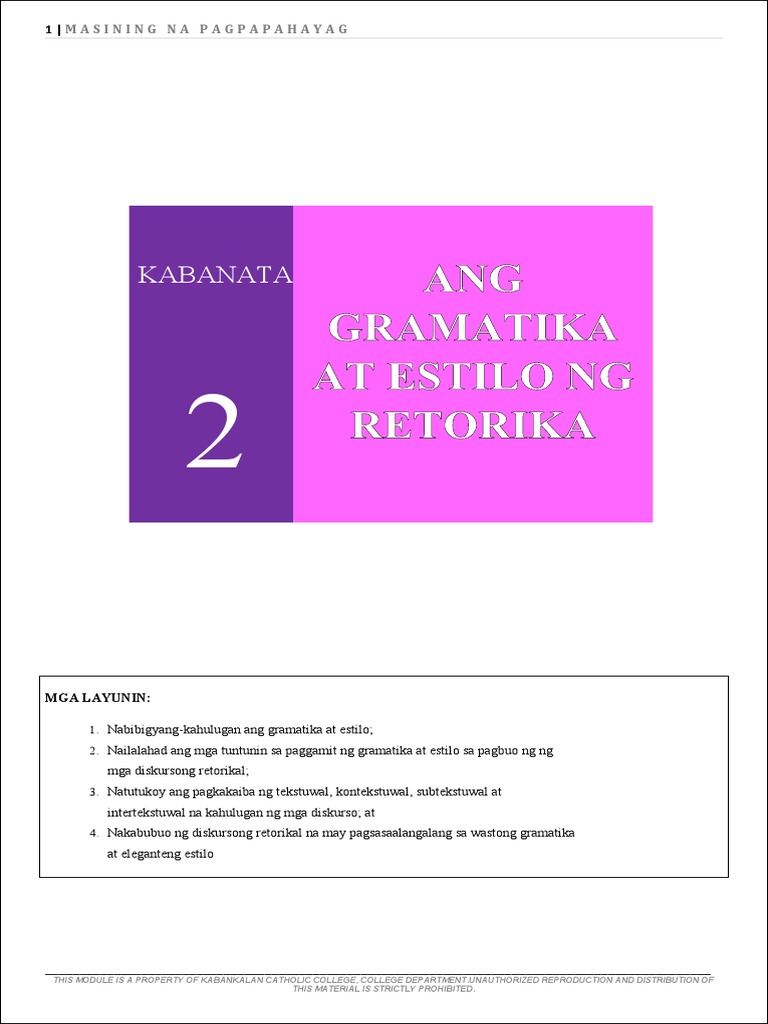 Asining Na Pagpapahayag Modyul Sa Midterm GE11 1 | PDF