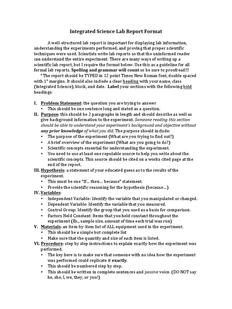 Lab Report Guide for Students | PDF | Experiment | Hypothesis