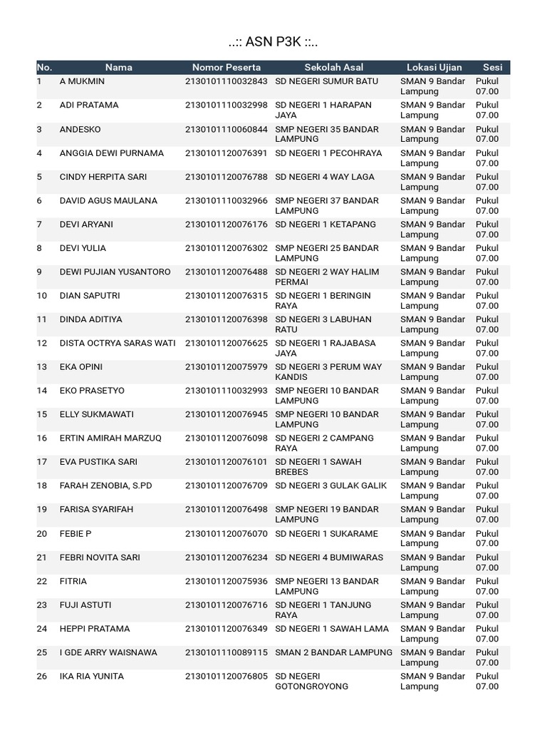 ASN P3K Bandar Lampung | PDF