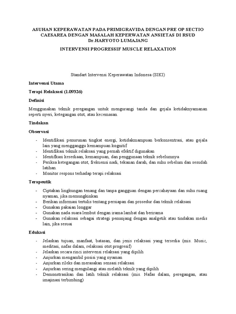Intervensi Terapi Relaksasi Otot Progresif Menggunakan 4S | PDF ...