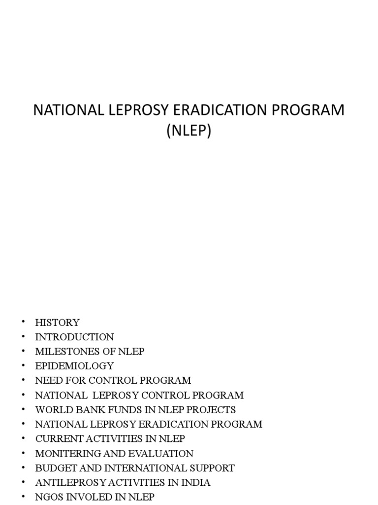 National Leprosy Eradication Program - PPTX Akila | PDF