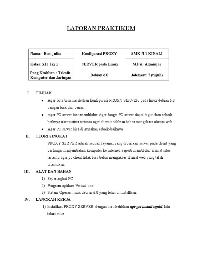 LAPORAN Adminjar Konfigurasi PROXY Server | PDF