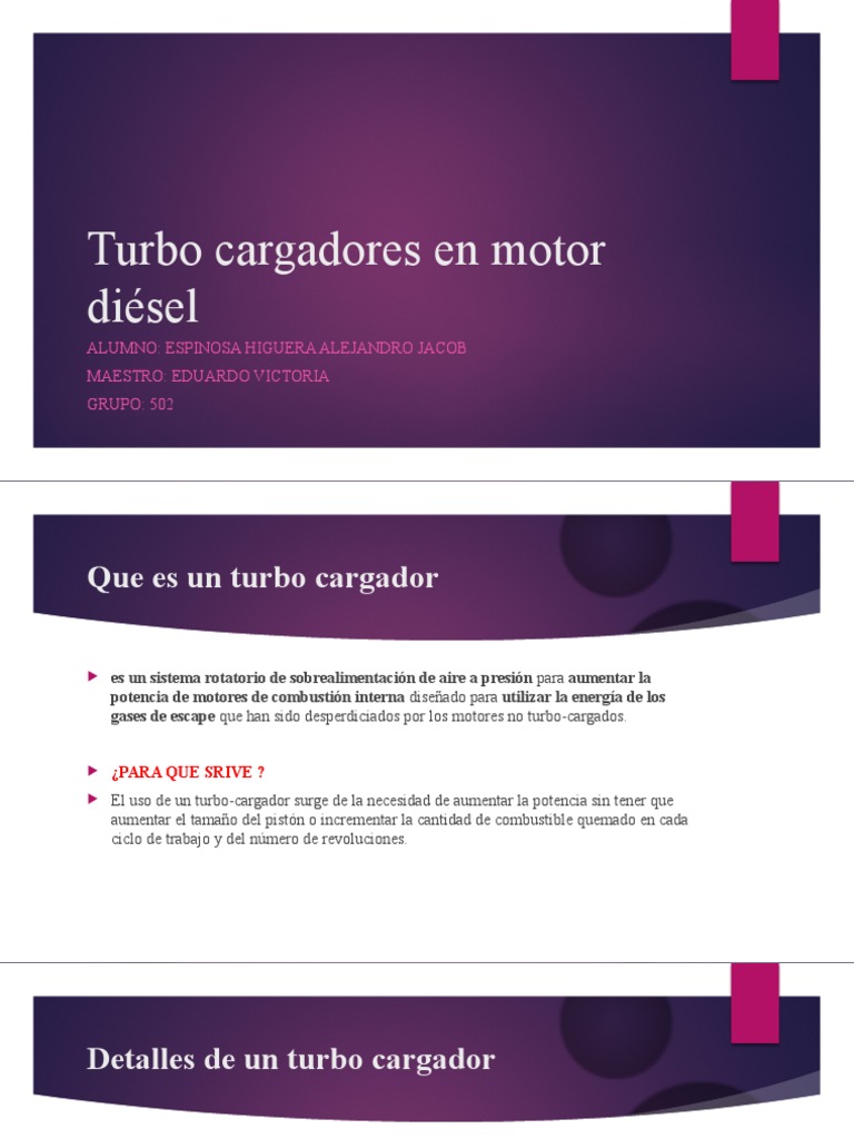 Funcionamiento y partes del turbo cargador | PDF | Turbocompresor ...