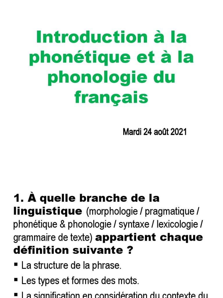 Introduction À La Phonétique Et À La PhonologieEtudiants | PDF ...