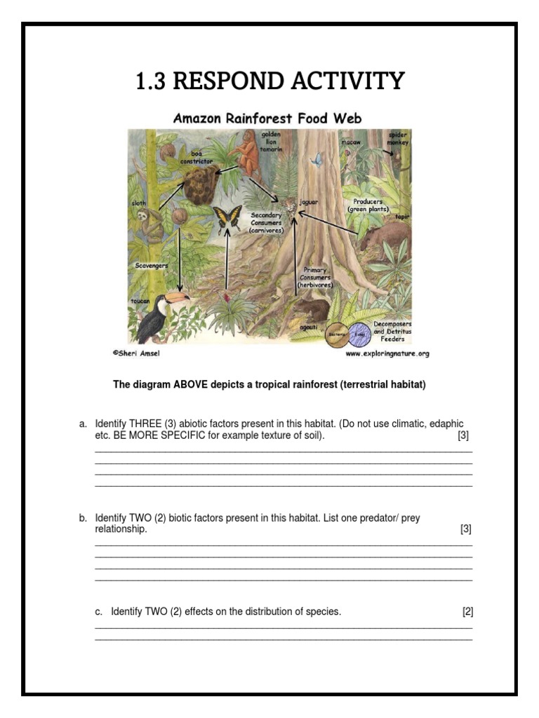 1.0 Worksheet On Biotic-Abiotic Factors | PDF