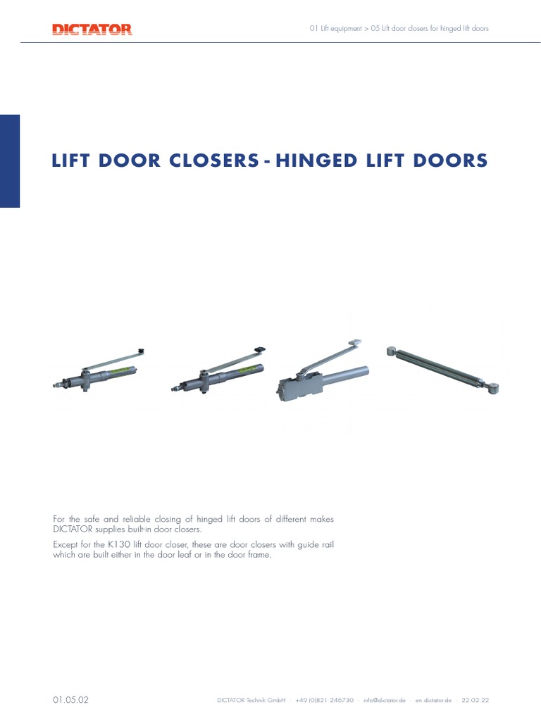 0105 Lift Door Closers | PDF | Door | Elevator