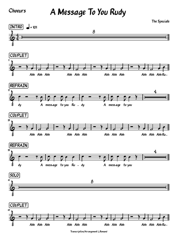 A-Message-To-You-Rudy - The-Specials-Choeurs | PDF