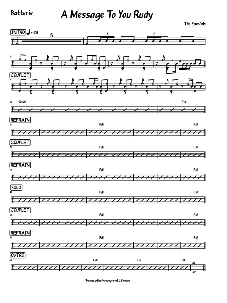 A-Message-To-You-Rudy - The-Specials-Batterie | PDF