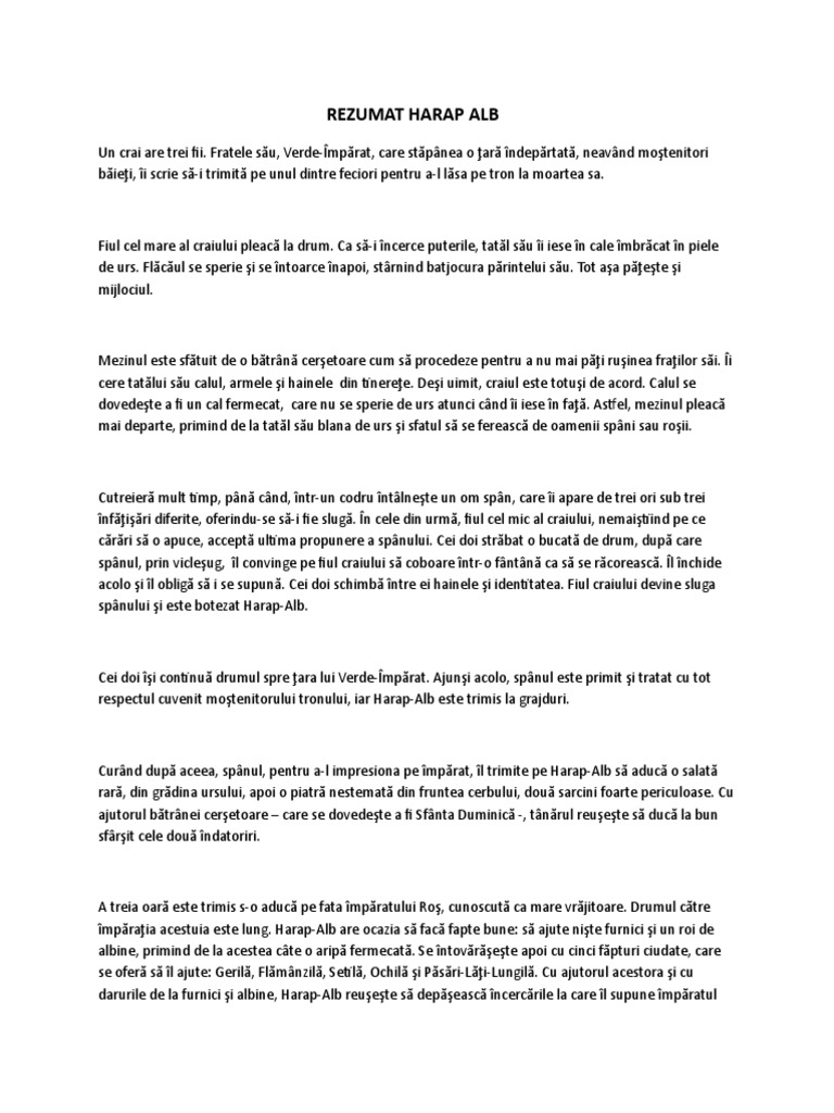 Rezumat Harap Alb | PDF