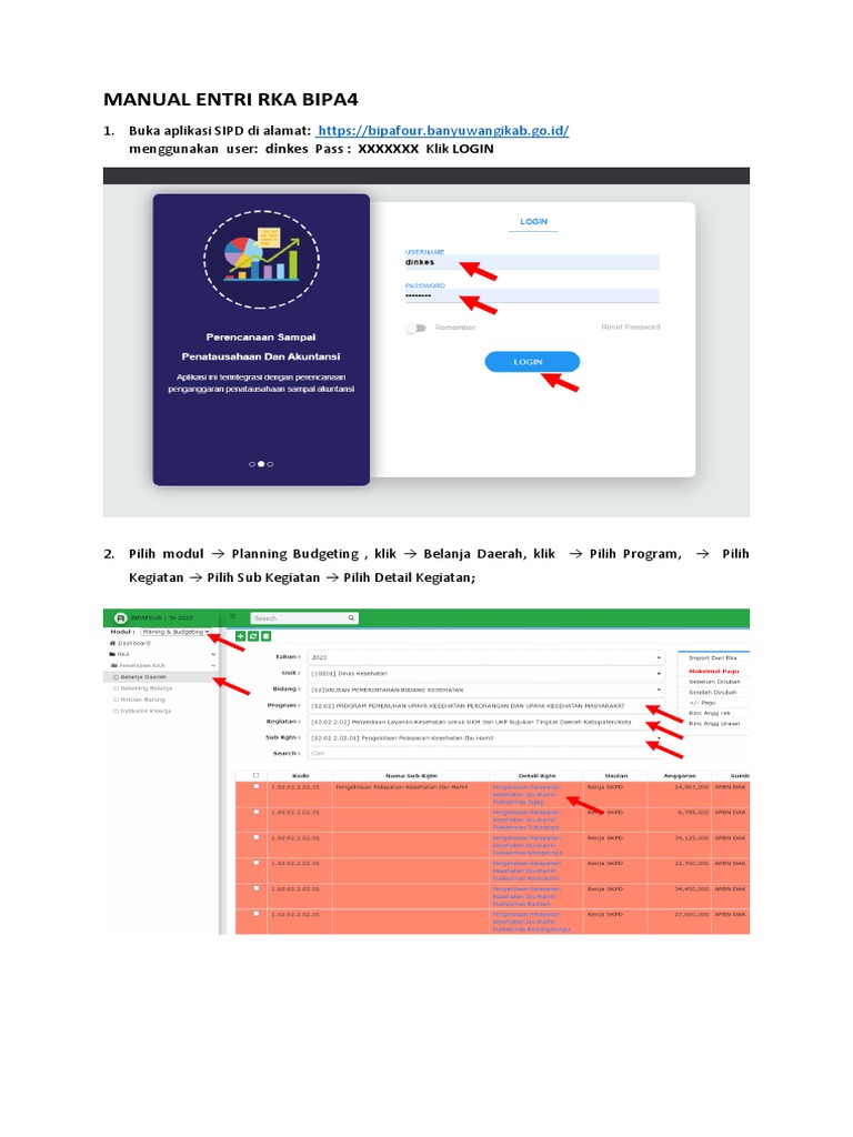 Manual Entri RKA BIPA4 Banyuwangi | PDF | Pengelolaan Keuangan & Uang
