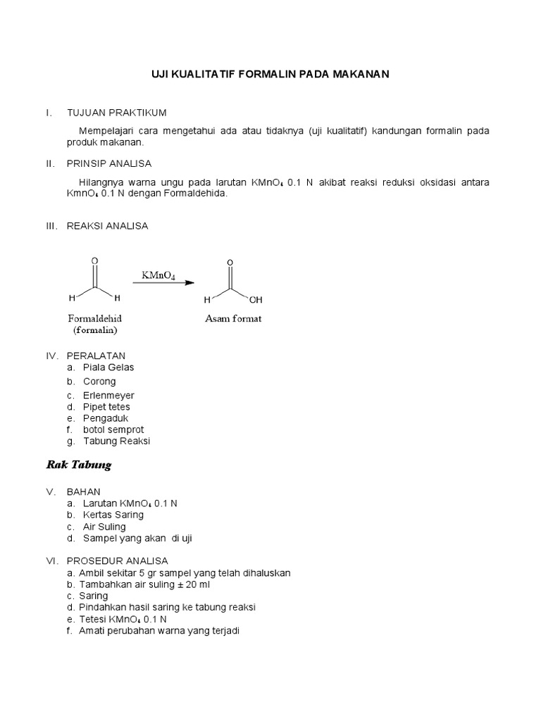 Modul Uji Kualitatif Formalin | PDF