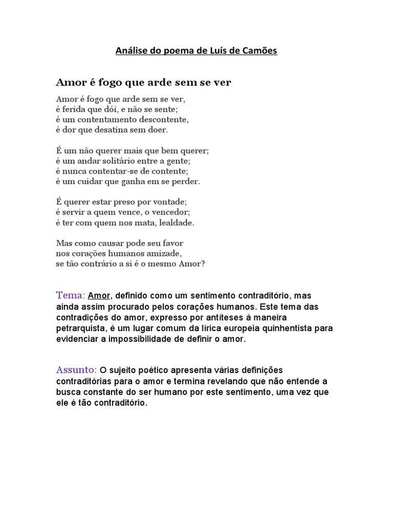 Amor é Um Fogo Que Arde Sem Se Ver | PDF | Amor