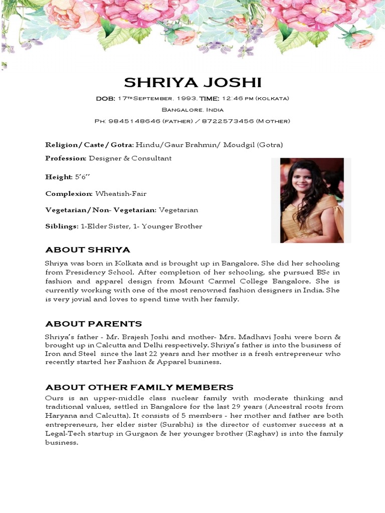 Profile of Shriya Joshi, Designer from Bangalore | PDF