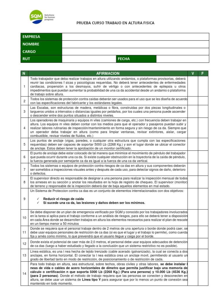 Prueba Trabajo en Altura Fisica 2019 (Formato) New | PDF Prueba Trabajo en Altura Fisica 2019 (Formato) New | PDF
