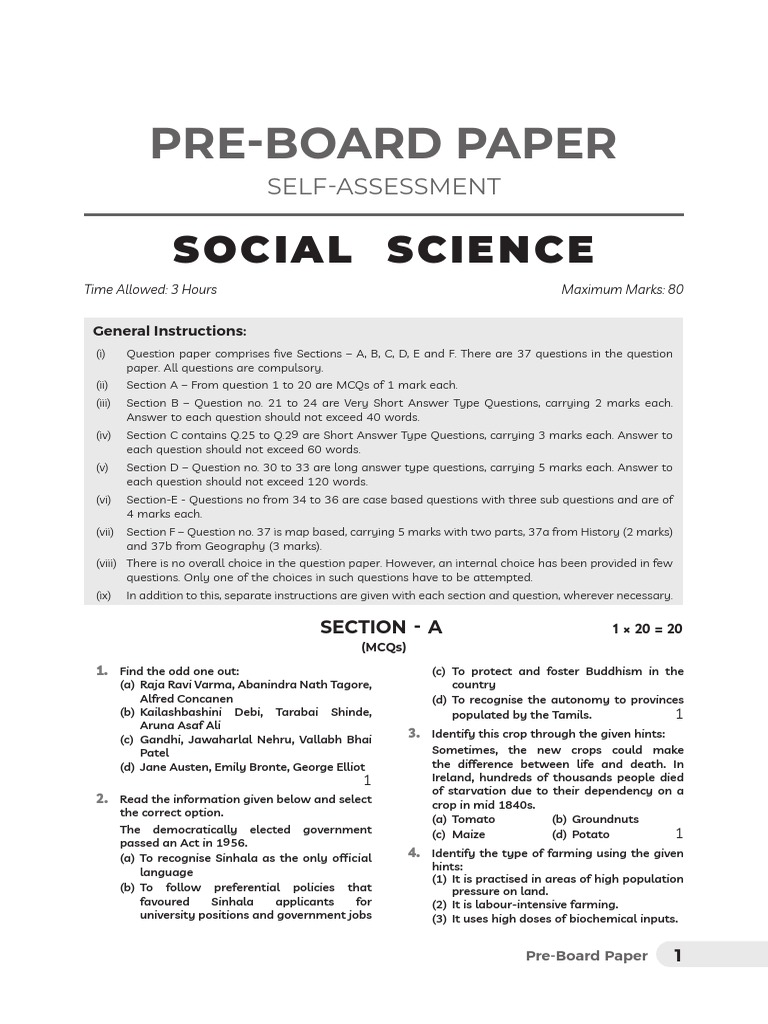 Final Revision - SST (Pre-Board Paper) 2022 (SA) | PDF
