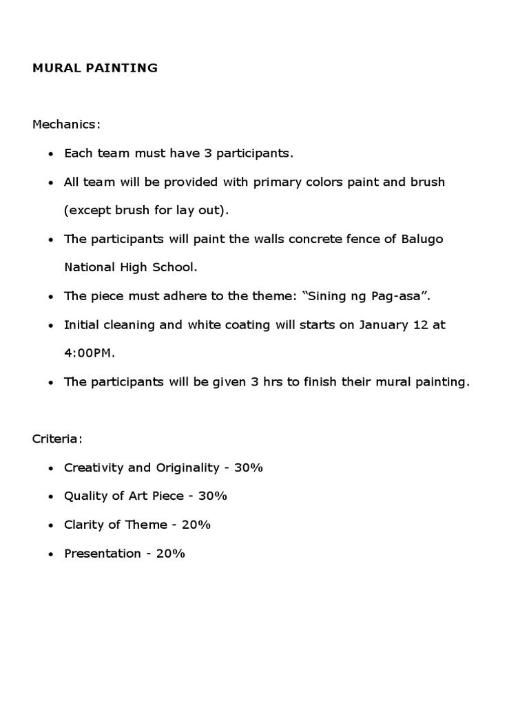Contest Mechanics - Mural Painting | PDF