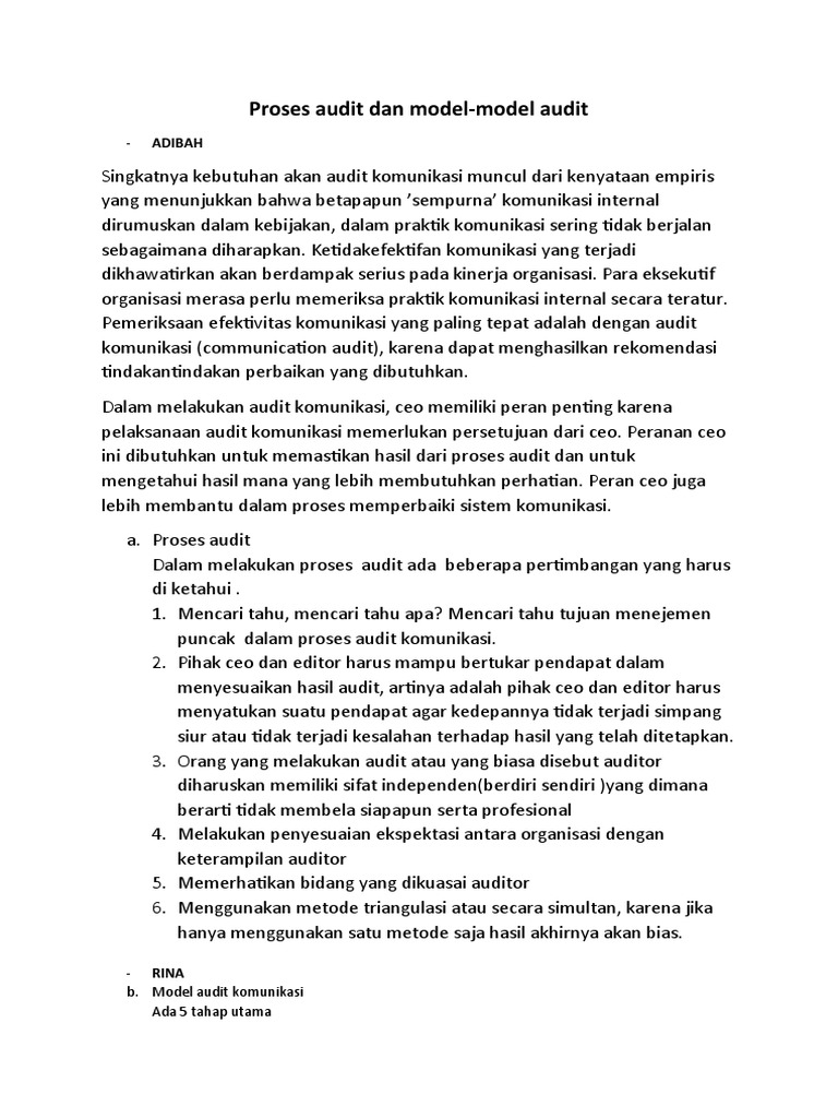 Model dan Tahapan Audit Komunikasi | PDF | Karier & Perkembangan | Komputer