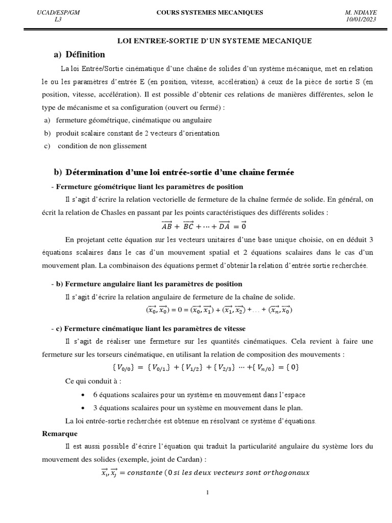 LOI ENTREE SORTIE (A) | PDF
