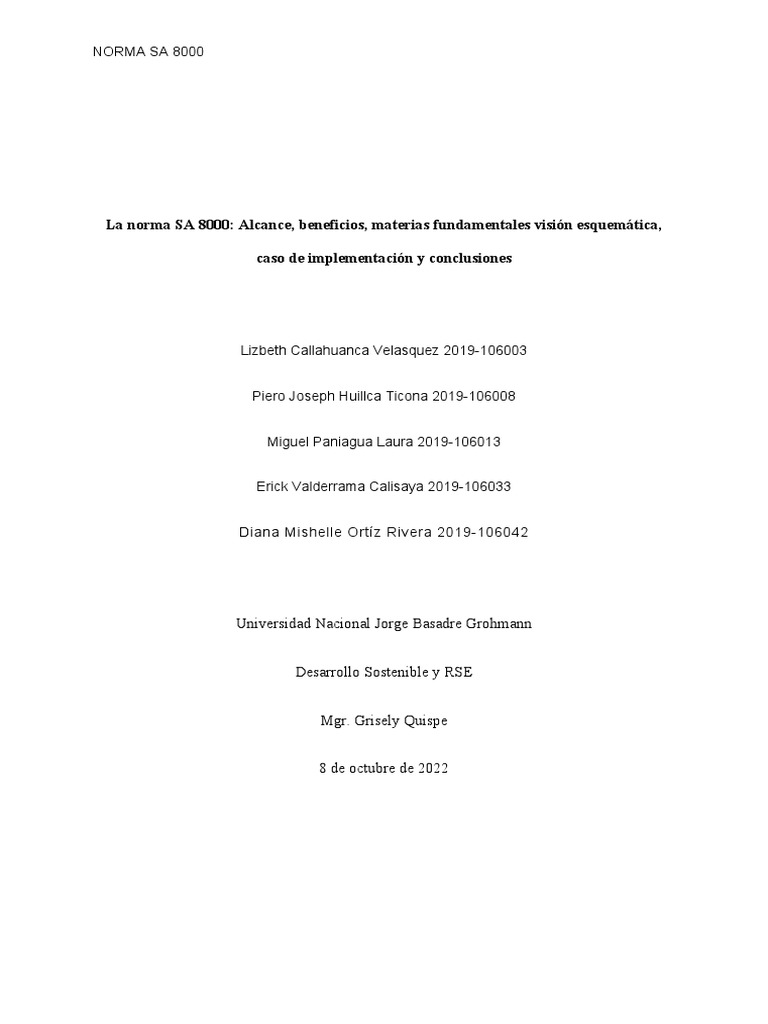 Guía sobre la Norma SA 8000 | PDF | Salario | Responsabilidad social ...