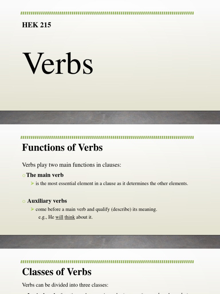 Lecture Notes - Verbs | PDF | Verb | Preposition And Postposition