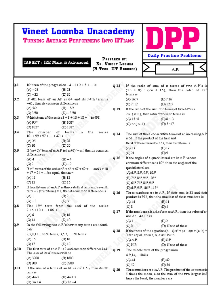 DPPSequences Series 1 | PDF | Elementary Mathematics | Mathematics