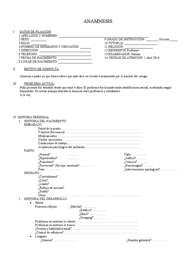 Anamnesis y Examen Mental | PDF | Ciencias de la Salud | Especialidades ...