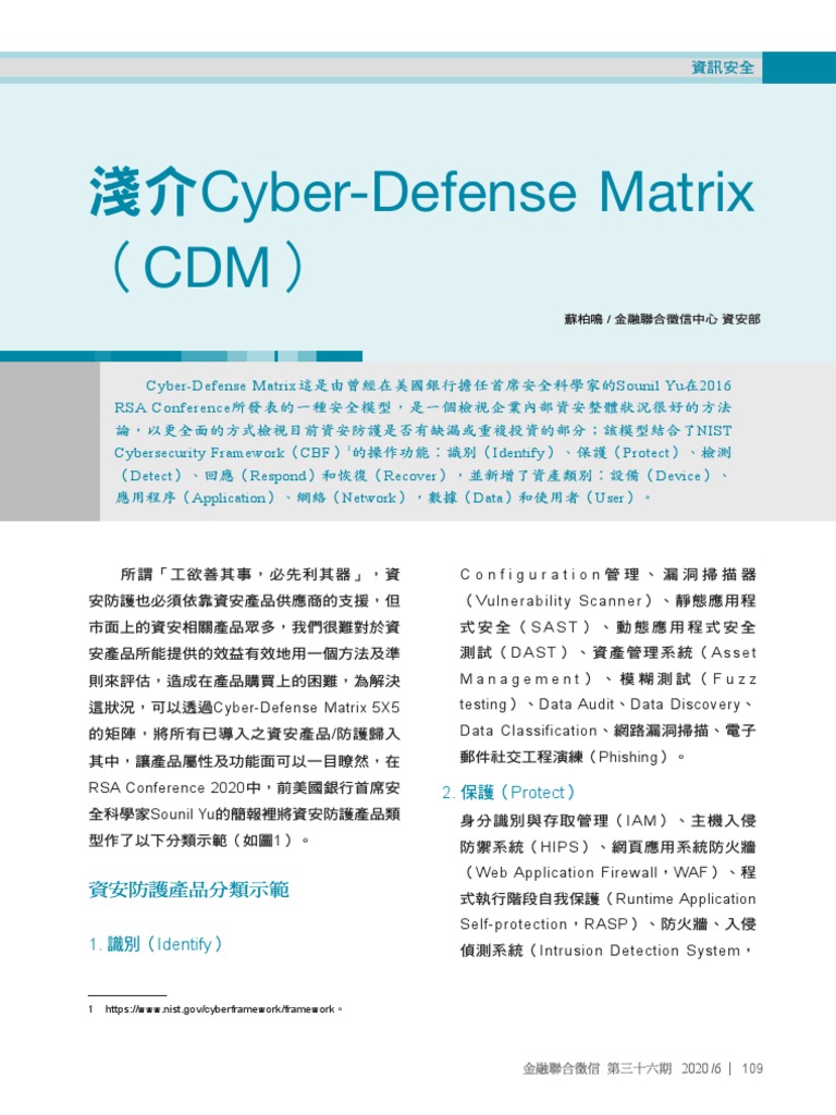 淺介Cyber-Defense Matrix（CDM）-蘇柏鳴 | PDF