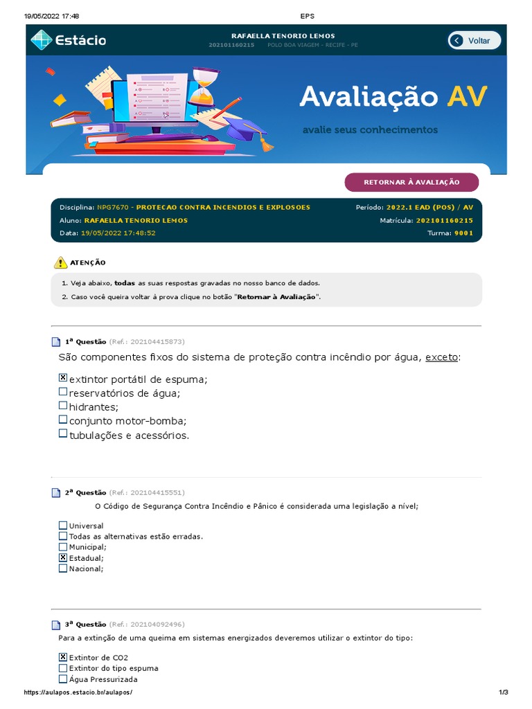 Prova - Proteção Contra Incêndios e Explosões | PDF | Química Física ...