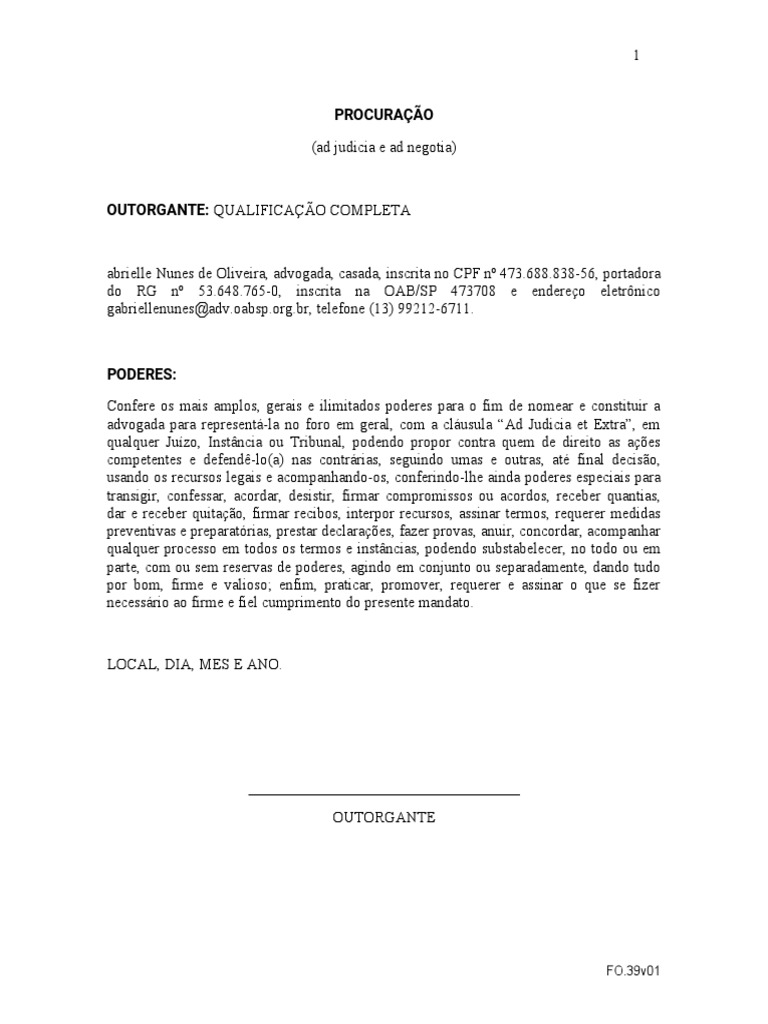 PROCURAÇÃO MODEL 2 | PDF