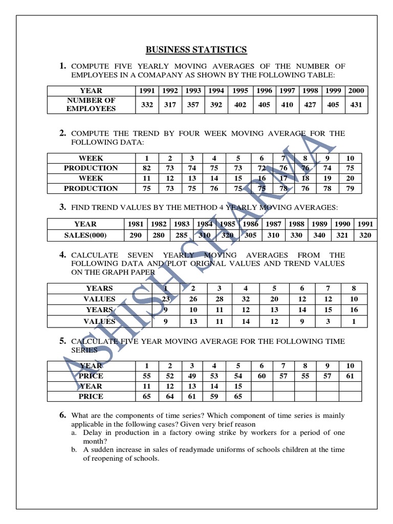 Time Series Questions | PDF | Moving Average | Time Series