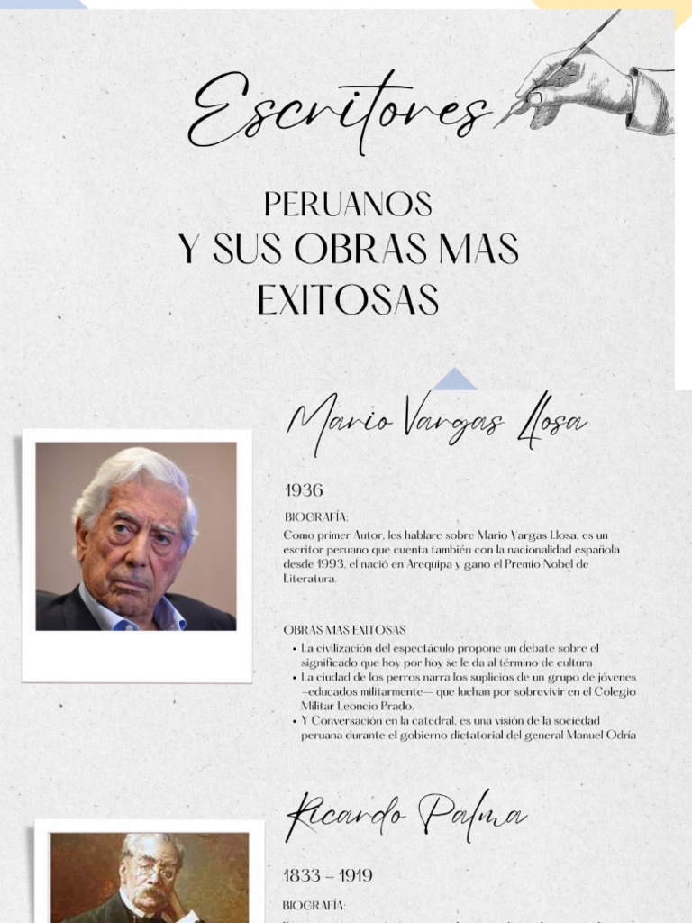 Escritores Peruanos y Sus Obras Más Exitosas | PDF