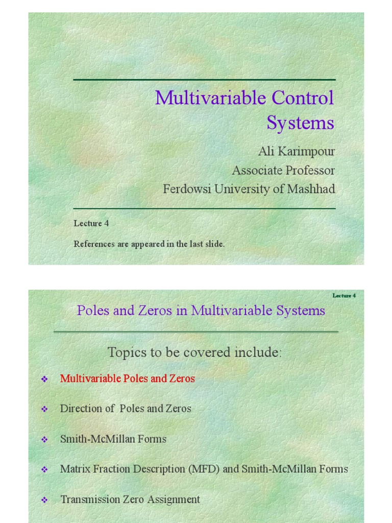 Multivariable Systems 4 | PDF