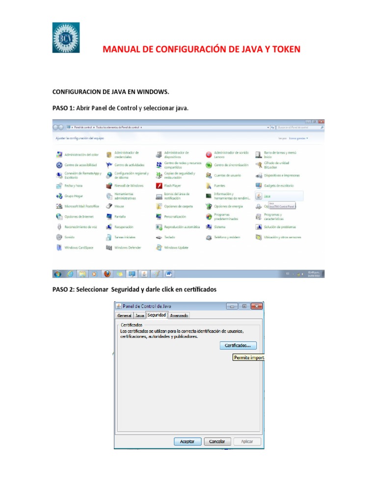 Manual de BCV para Java y Token | PDF