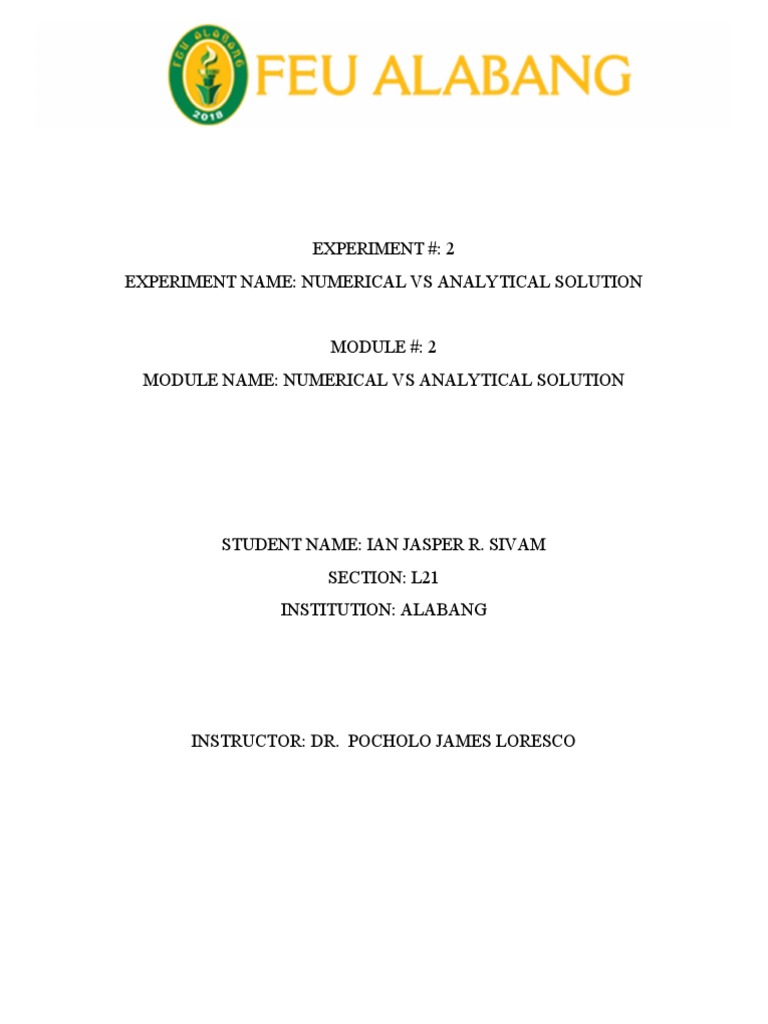NUMERICAL METHODS AND ANALYSIS LAB Formative2 | PDF NUMERICAL METHODS AND ANALYSIS LAB Formative2 | PDF