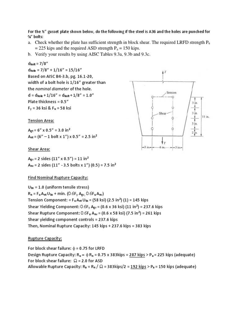 Block Shear Example Table Solution | PDF | Economic Sectors | Classical ...