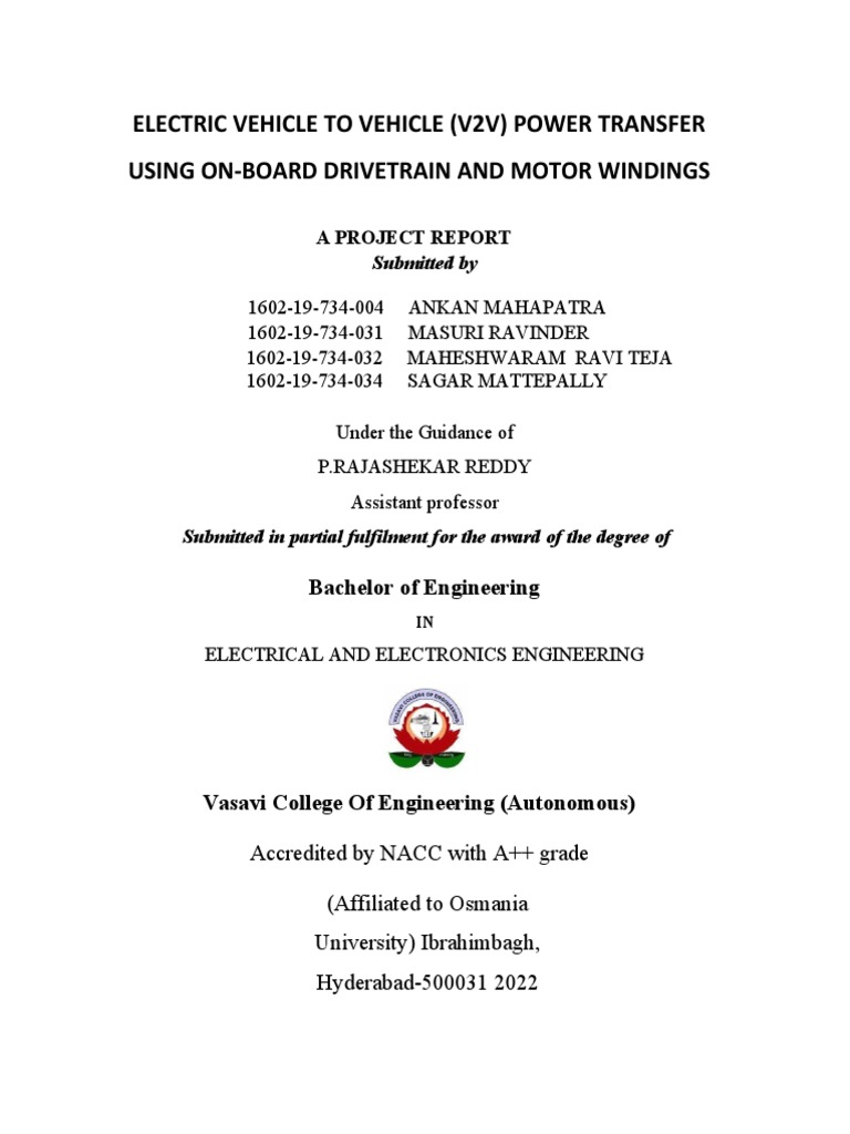 Direct Electric Vehicle to Vehicle Power Transfer Using On-Board ...