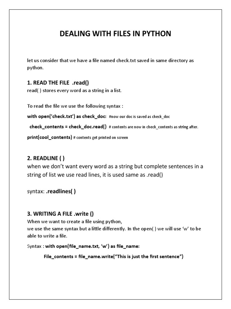 Lecture On Dealing With Files | PDF