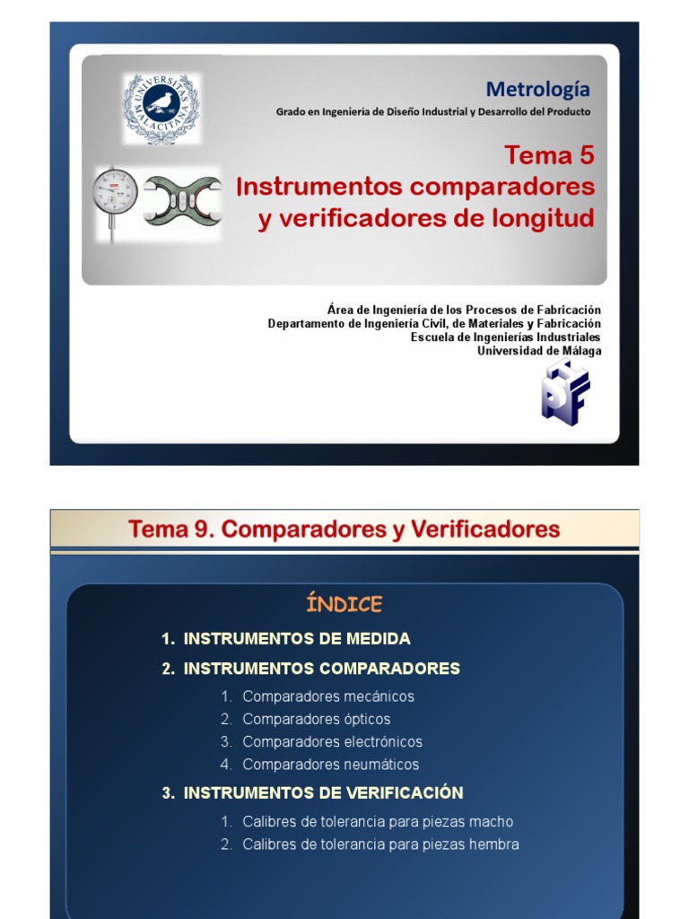 Tema 5. Instrumentos Comparadores y Verificadores de Longitud | PDF | Ingeniería | Óptica