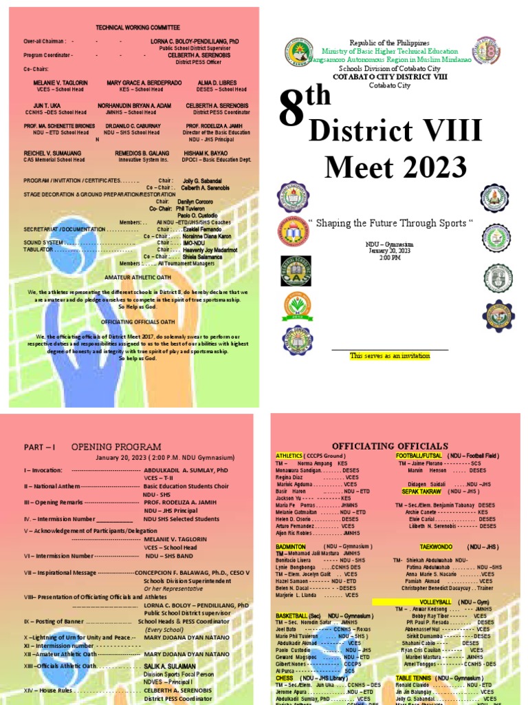 Program District Meet 2023 | PDF | Sports