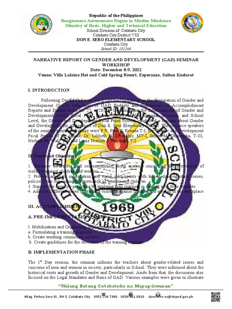 Deses Gad Narrative Seminar | PDF | Gender And Development | Gender